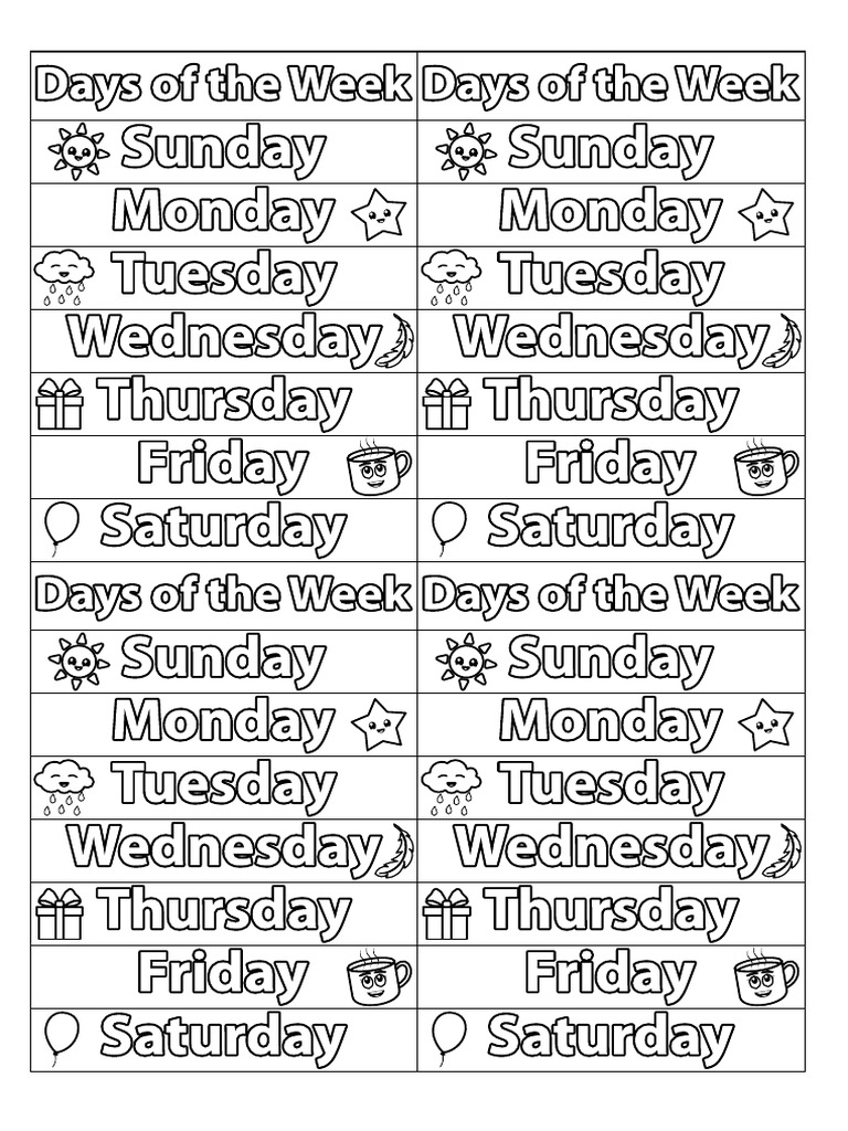 Days of The Week To Colour | PDF