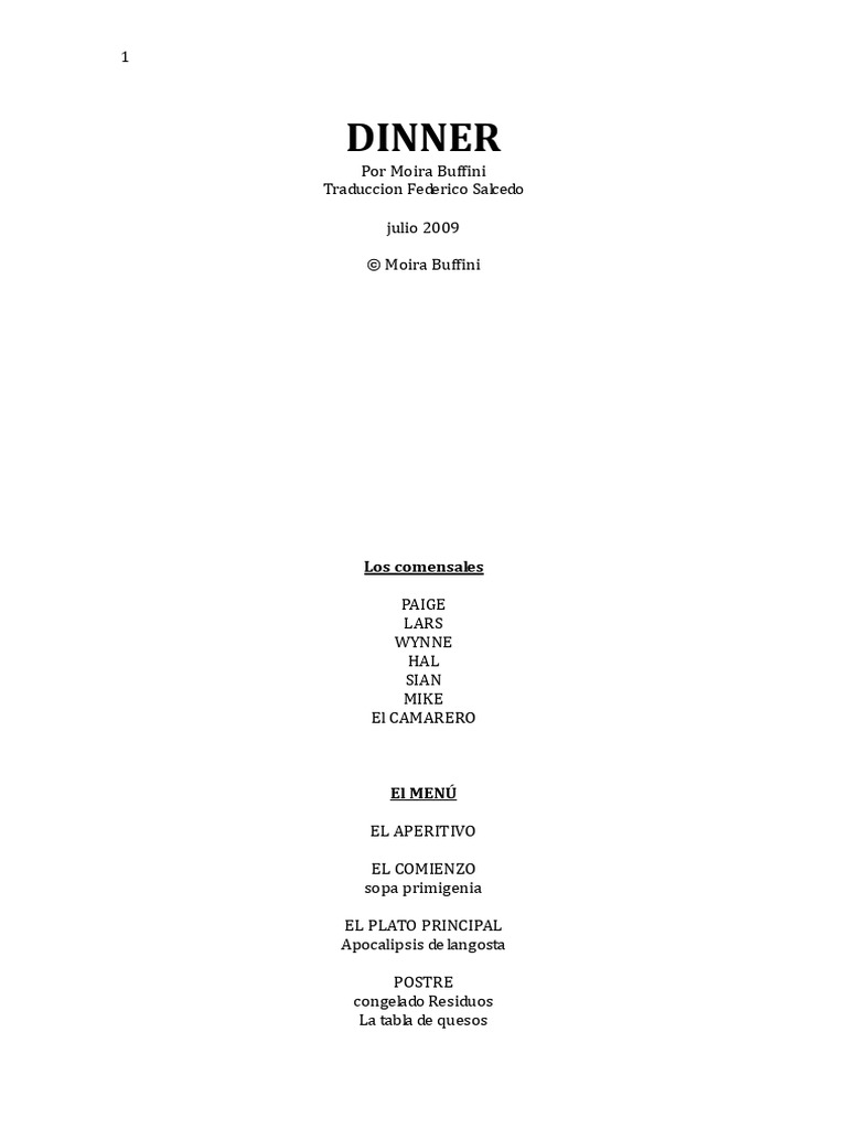 Libro Dinner Final | PDF | Cocina, comidas y vino | Novela negra ...