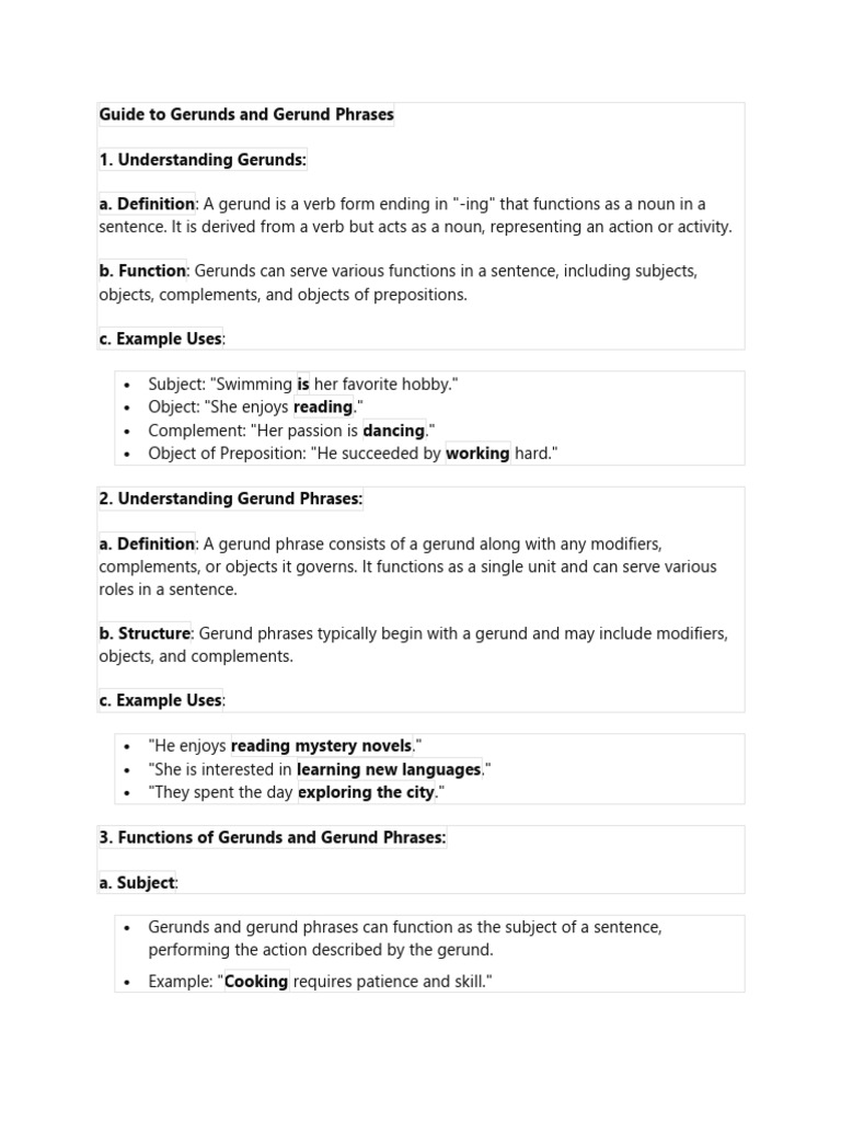 Guide To Gerunds and Gerund Phrases | Download Free PDF | Verb ...