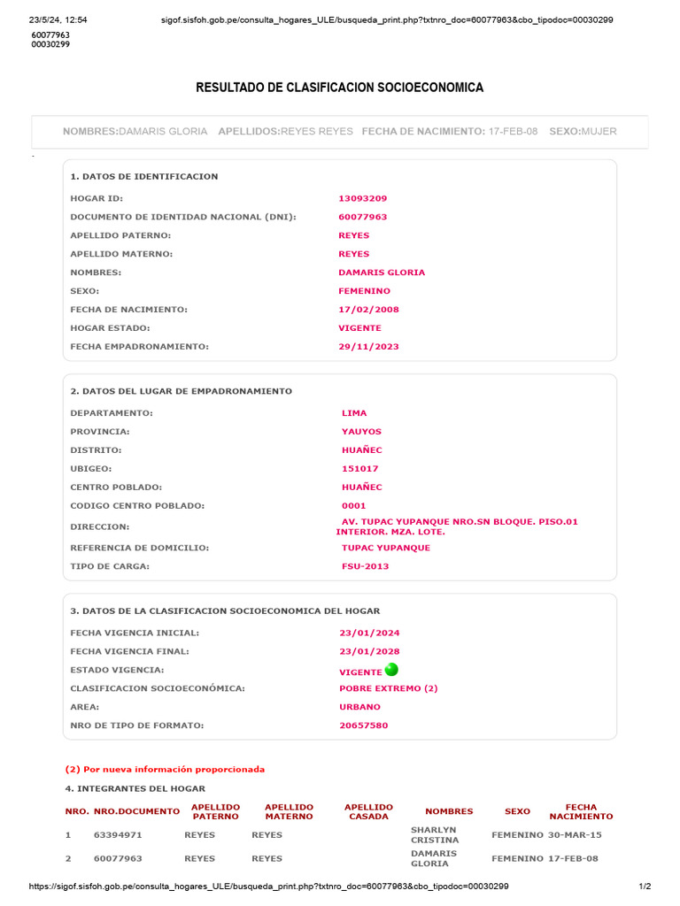 Sergio Clasificacion Socieconomica | PDF | Documento de identidad | Gobierno