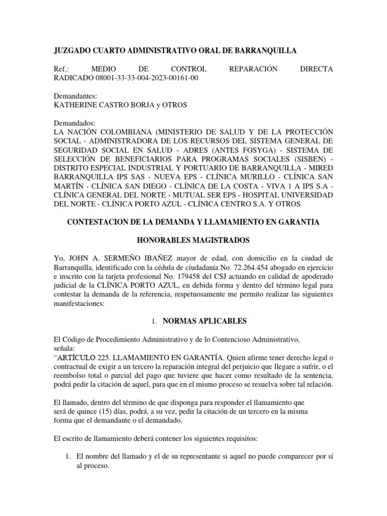 Defensa de Clínica Porto Azul | PDF | Póliza de seguros | Demanda judicial