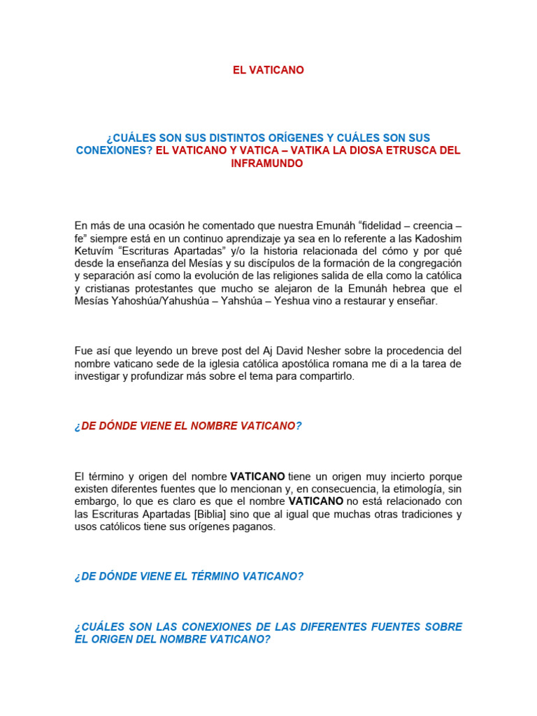 EL VATICANO | PDF | Iglesia Católica | Civilización Etrusca