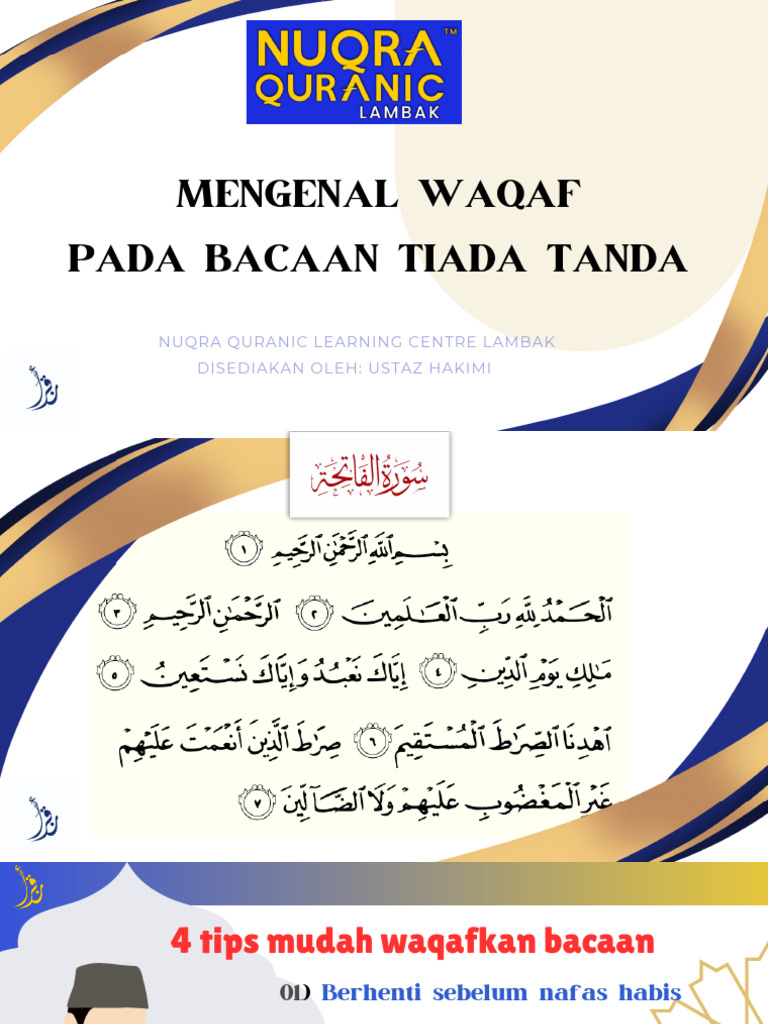 Cara Mengenal Waqaf Pada Bacaan Yang Tiada Tanda | PDF