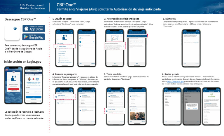 CBP One QRG Traveler Air Advance Travel AuthorizationSPA | PDF ...