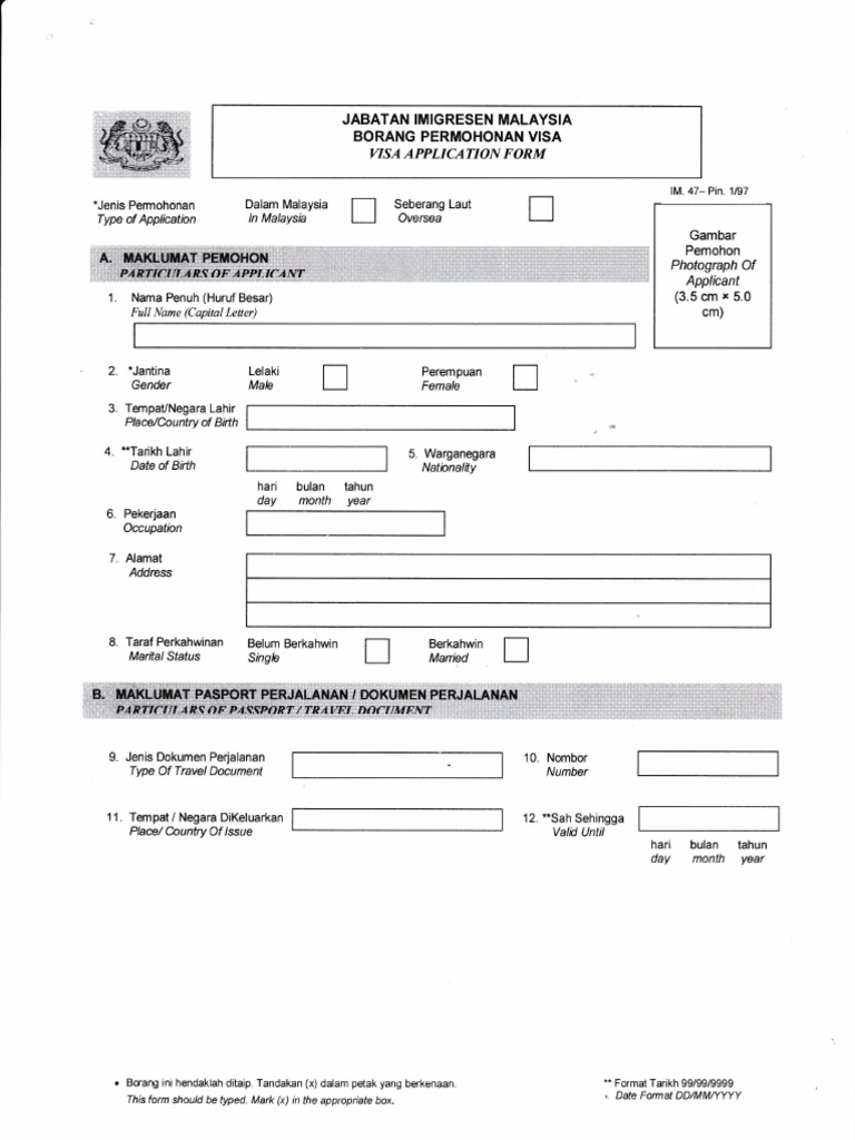 Malaysia Visa Application | PDF
