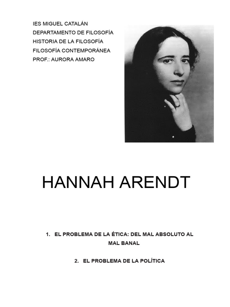 Hannah Arendt | PDF | Hannah Arendt | Mal