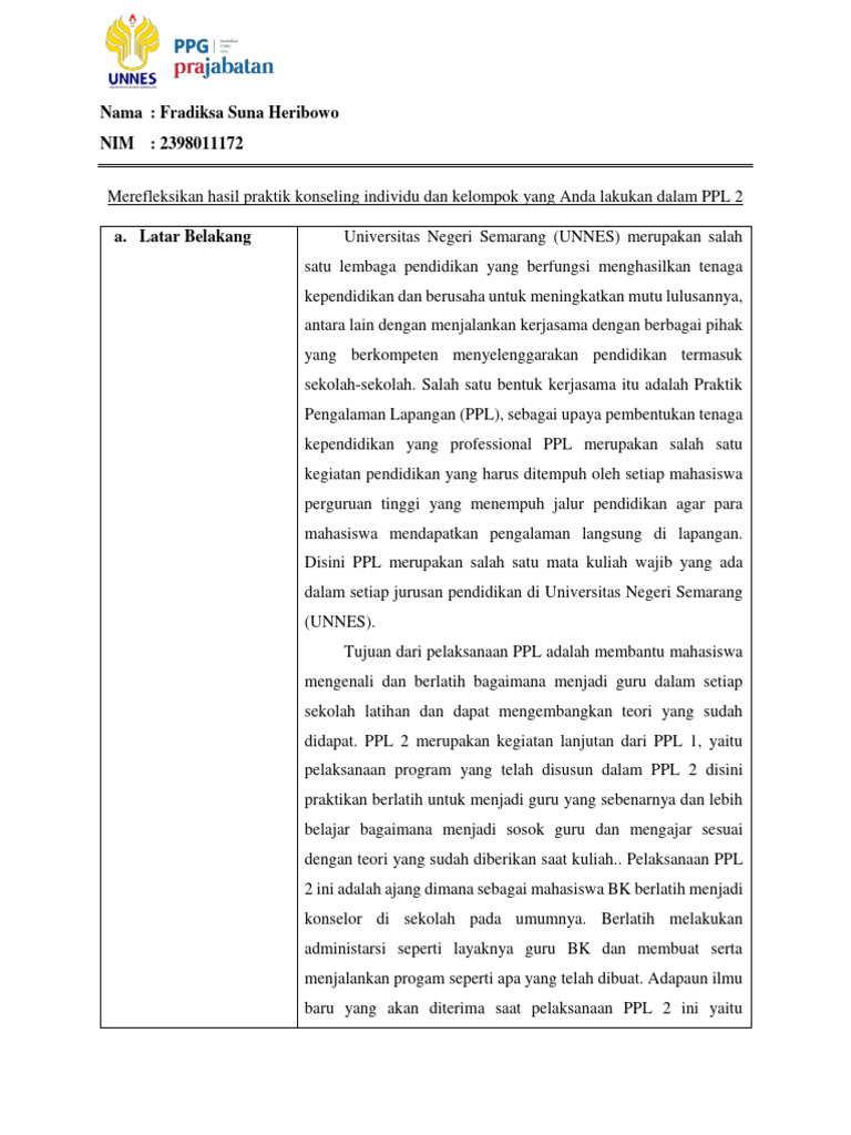 LK4-Format Refleksi Pengalaman Belajar Selama Mengikuti Program PPG | PDF