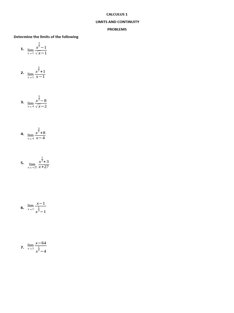 Calculus 1 | PDF
