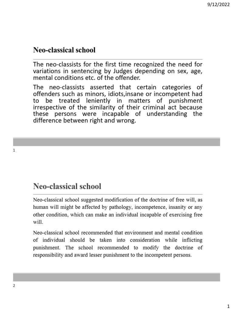 Neo-Classical & Positive Schools of Criminology | PDF | Crimes | Crime ...