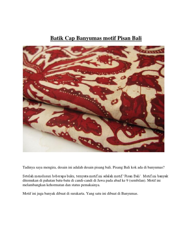 Batik Cap Banyumas Motif Pisan Bali | PDF