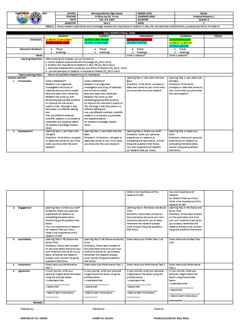 F2F INSTRUCTIONAL TASKS PR1.w2docx | PDF | Experience | Idea