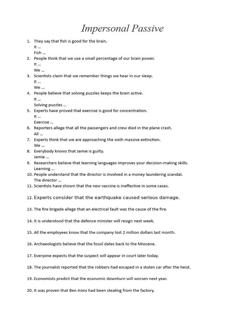 Impersonal Passive | PDF