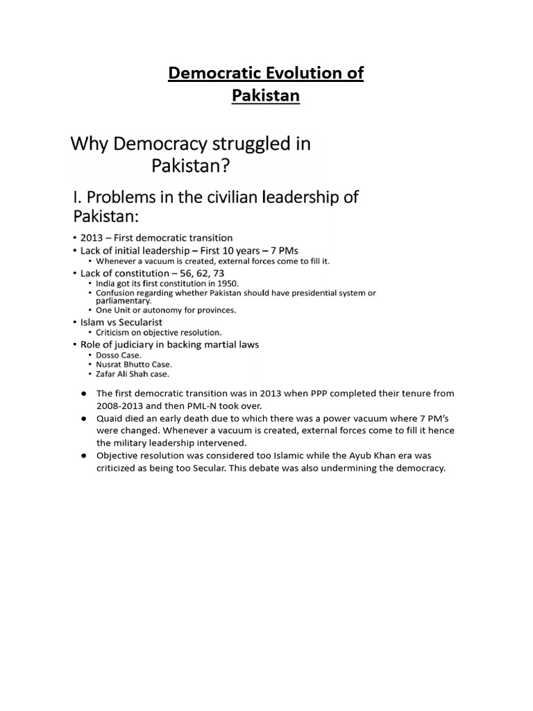 Democratic Evolution of Pakistan | PDF