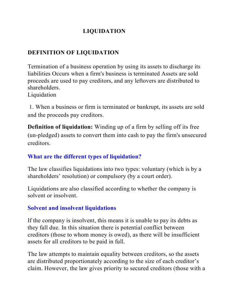 LIQUIDATION Understanding Liquidation: Definition, Types, Process ...