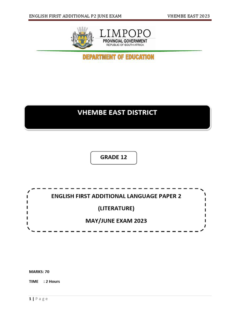 English Fal June Exam Grade 12 English Fal 2023 PDF | PDF | Macbeth