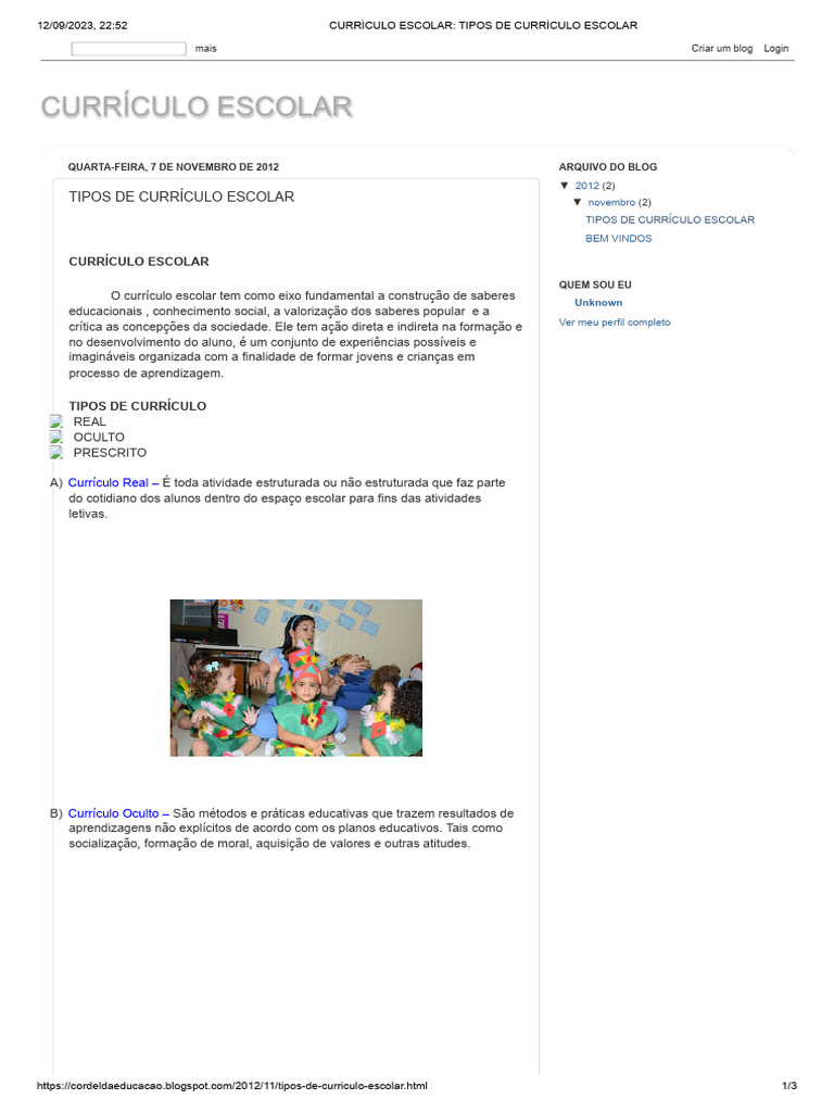 Currículo Escolar - Tipos de Currículo Escolar | PDF | Carreira e ...