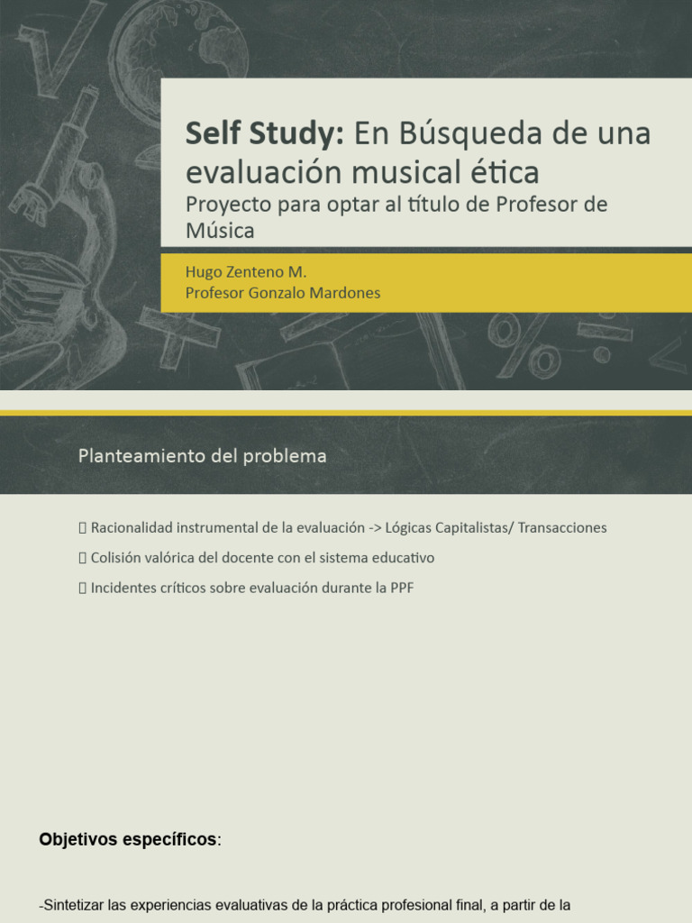 Self Study PPT Proyecto de Titulo HUGO ZENTENO | PDF | Evaluación | Maestros