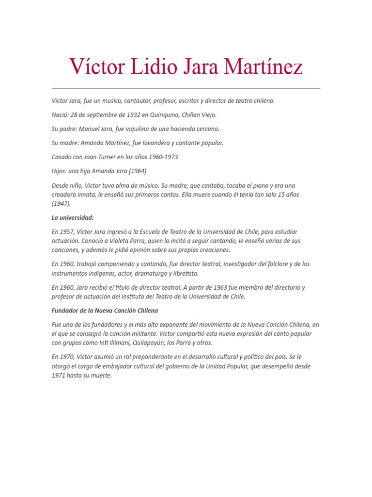 Victor Jara | PDF | Arte | Historia