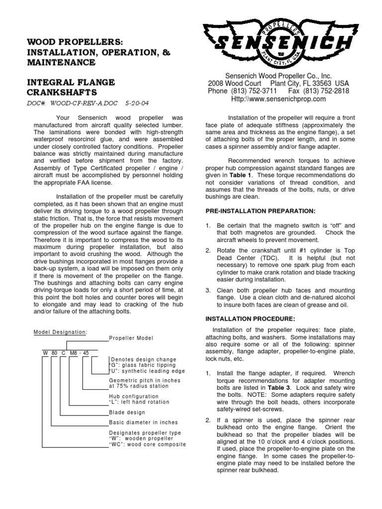Wood Prop Installation Instructions | Download Free PDF | Propeller ...