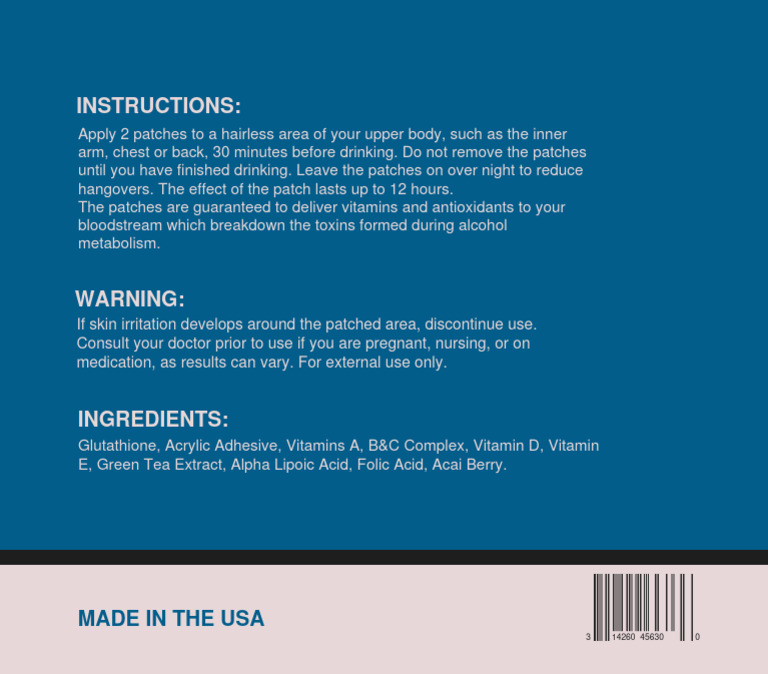Alcohol Detox Patches Instructions | PDF | Wellness