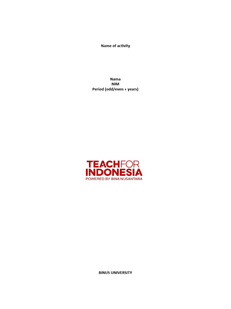 Community Service Report Template - BINUS | PDF