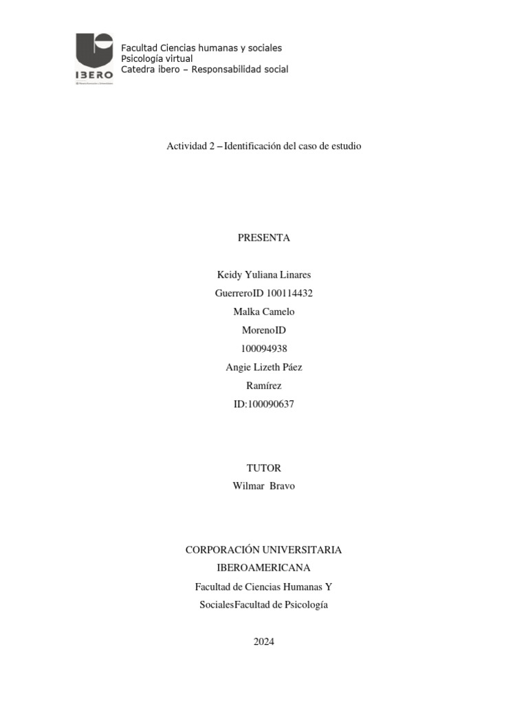 Actividad 2 Identificación Del Caso de Estudio | PDF | Business | Responsabilidad social corporativa