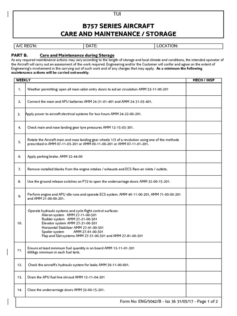 5042-B B757 SERIES AIRCRAFT CARE AND MAINTENANCE STORAGE - Iss36 | PDF ...