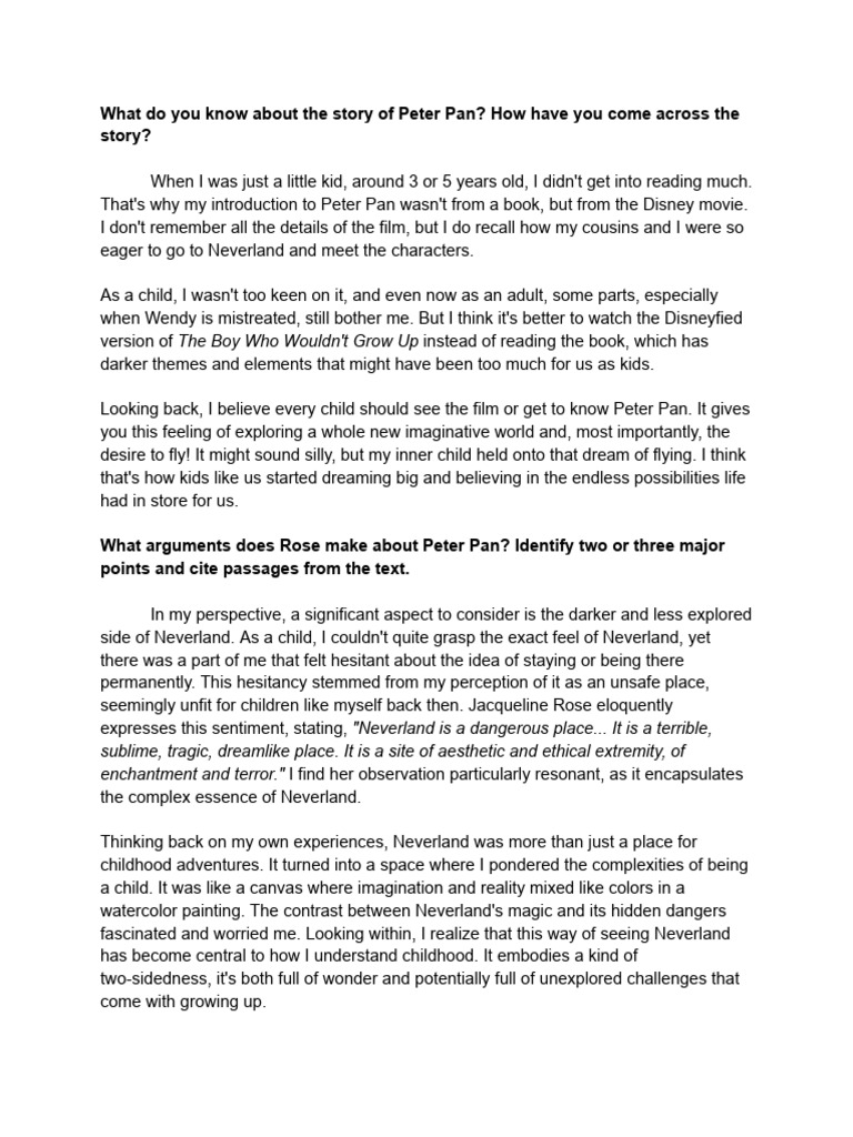 Exploring Peter Pan's Complex Themes | PDF | Peter Pan | Neverland
