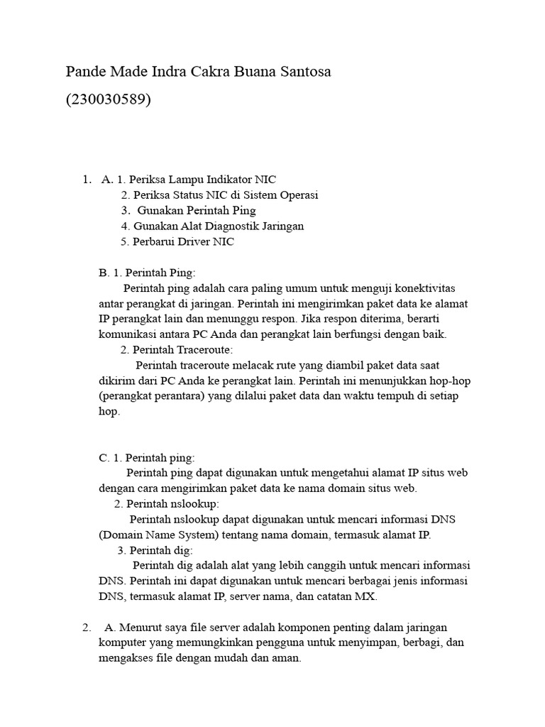 Pande Made Indra Cakra Buana (Prak Jarkom) | PDF | Teknologi & Rekayasa