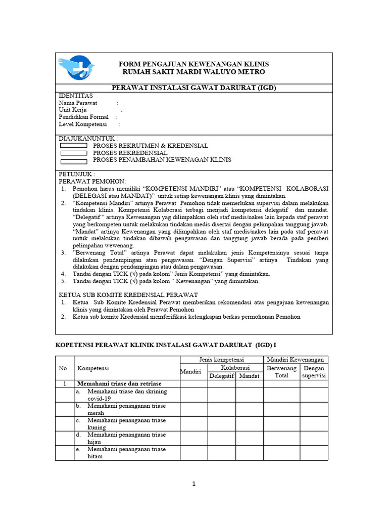 Form Pengajuan RKK Perawat IGD | PDF