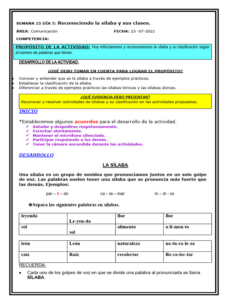 Clasificación de Sílabas en Comunicación | PDF | Lingüística
