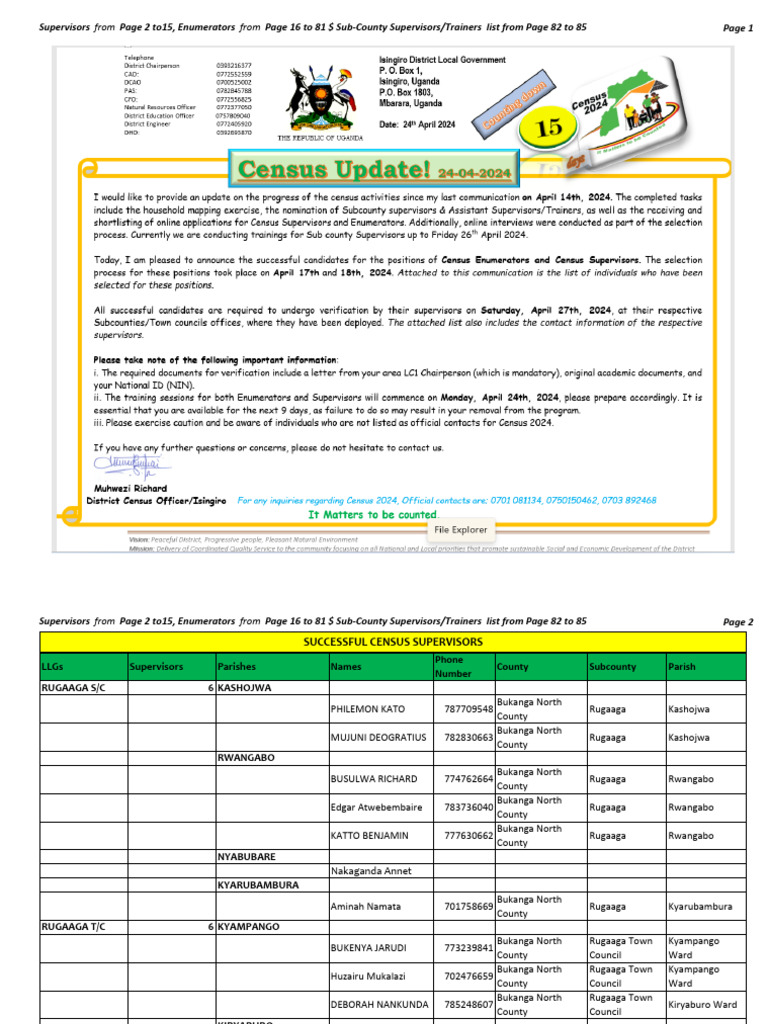 Successful Census Supervisors and Enumerators | PDF