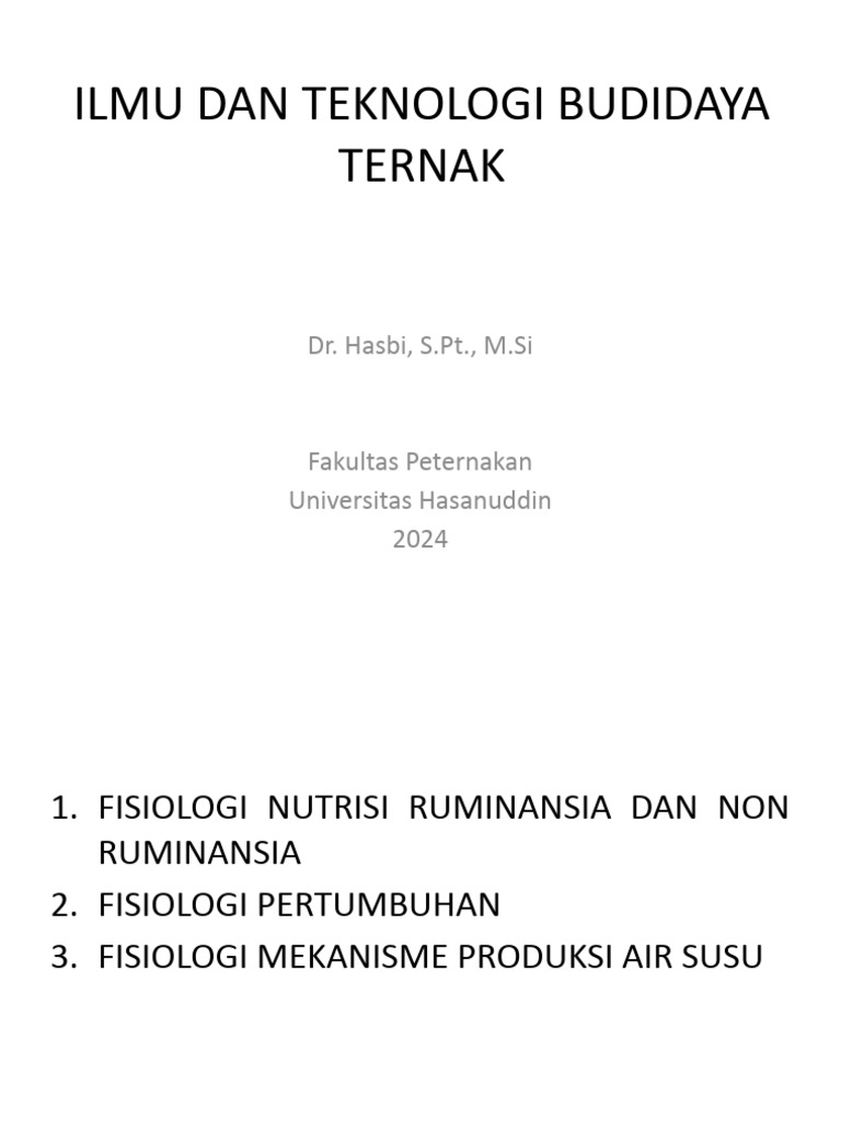 B Semester Akhir 2024 Ilmu Dan Teknologi Budidaya Ternak | PDF
