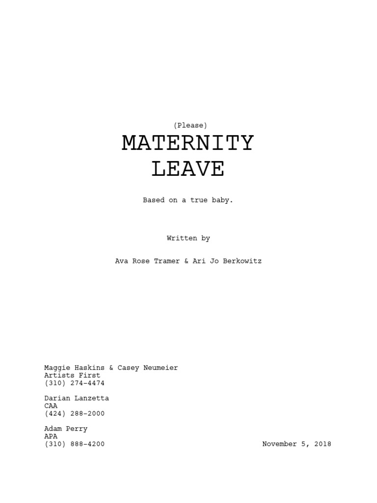 Maternity Leave Script Summary | PDF