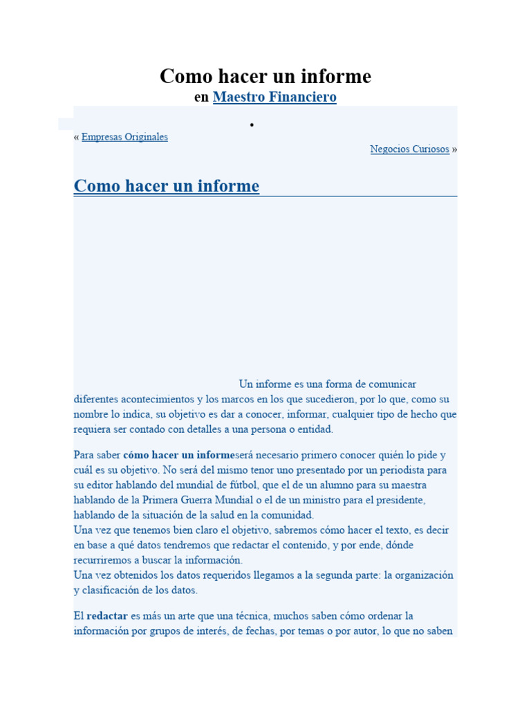 Como Hacer Un Informe | PDF | Información