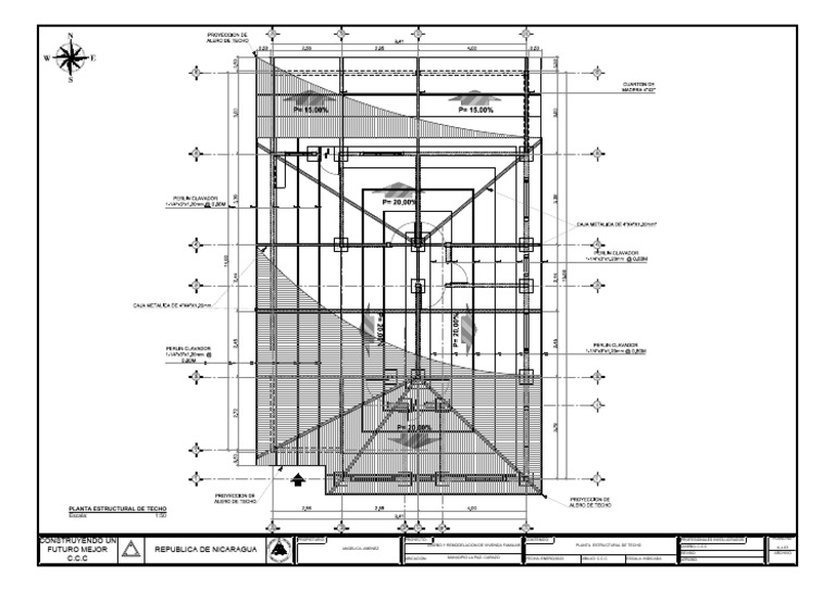 Planta Estructural de Techo-Aj-1 | PDF