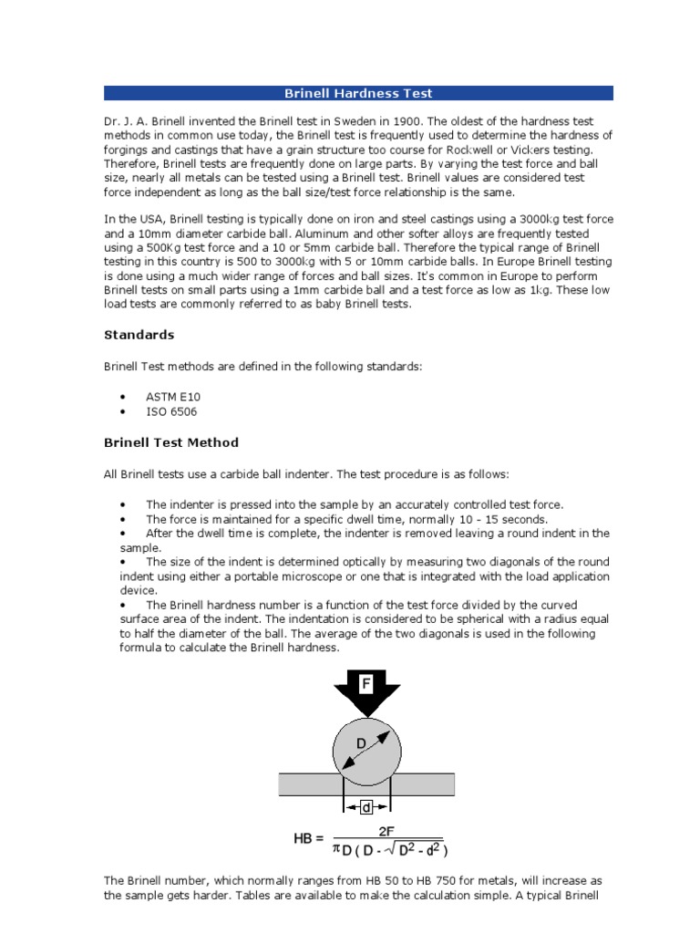 Brinell Test | PDF | Hardness | Chemical Product Engineering