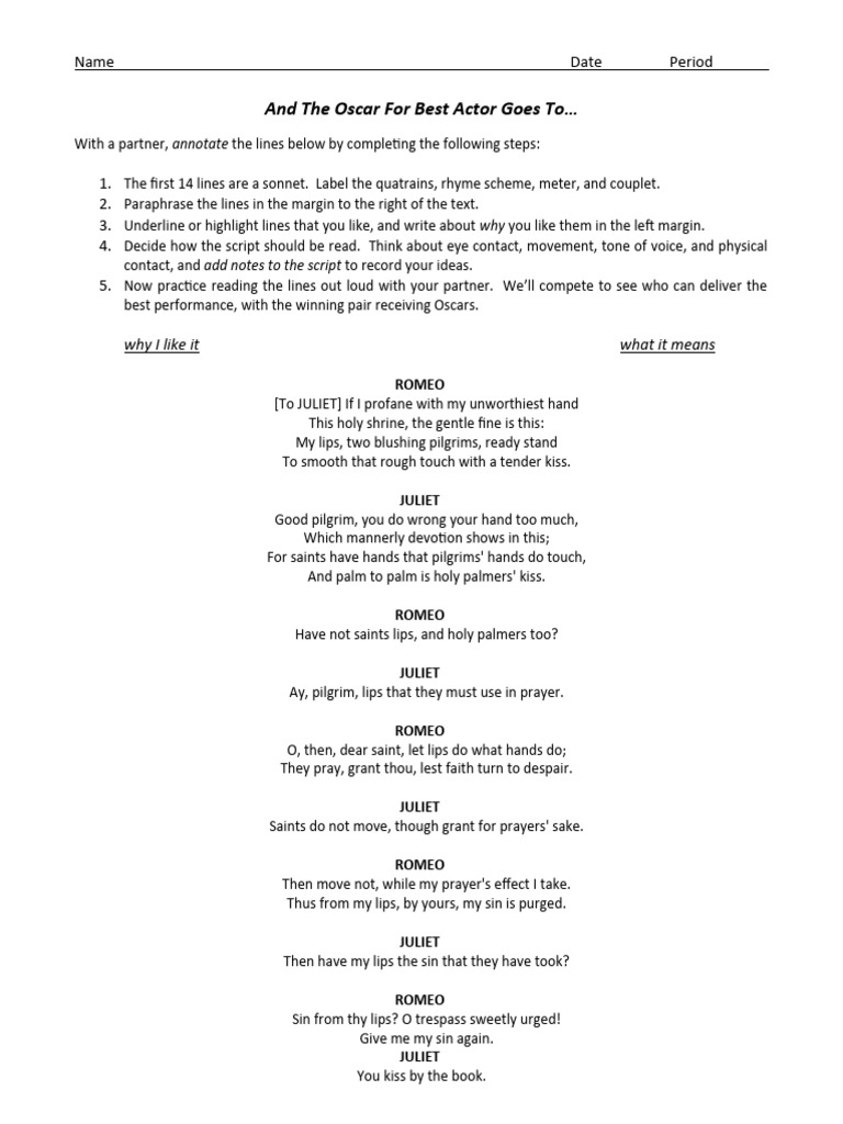 And The Oscar For Best Actor Goes To : Name Date Period | PDF ...