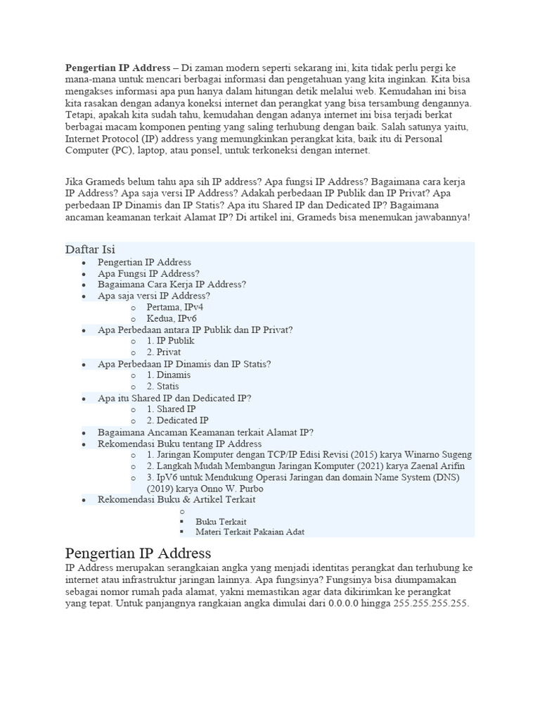 Panduan Lengkap tentang IP Address | PDF | Game & Aktivitas | Teknologi & Rekayasa