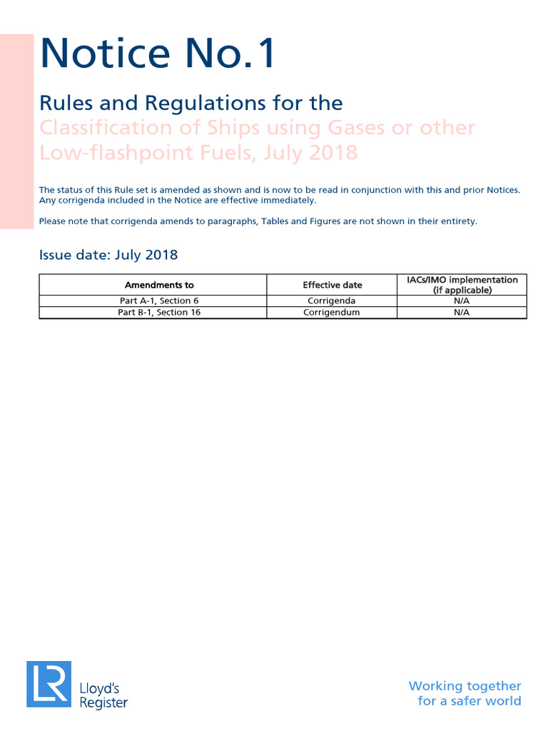 Notice No.1 Rules Regs For Ships Using Gases or Other Low Flashpoint ...
