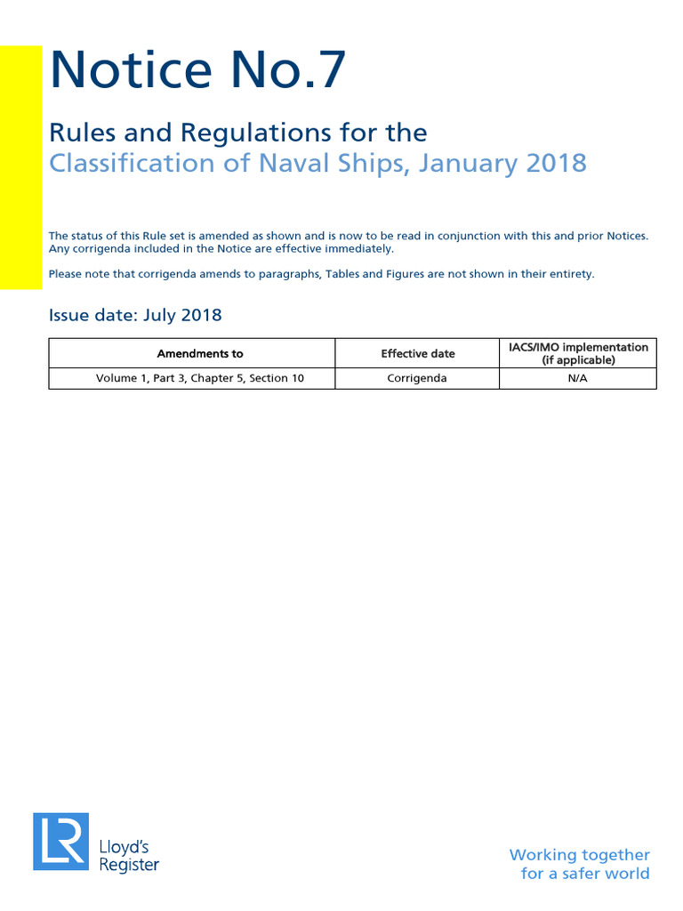 Naval Ship Classification Rules 2018 | PDF | Anchor | Shipping
