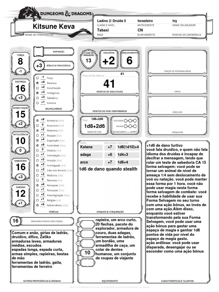 Kitsune Ficha | PDF