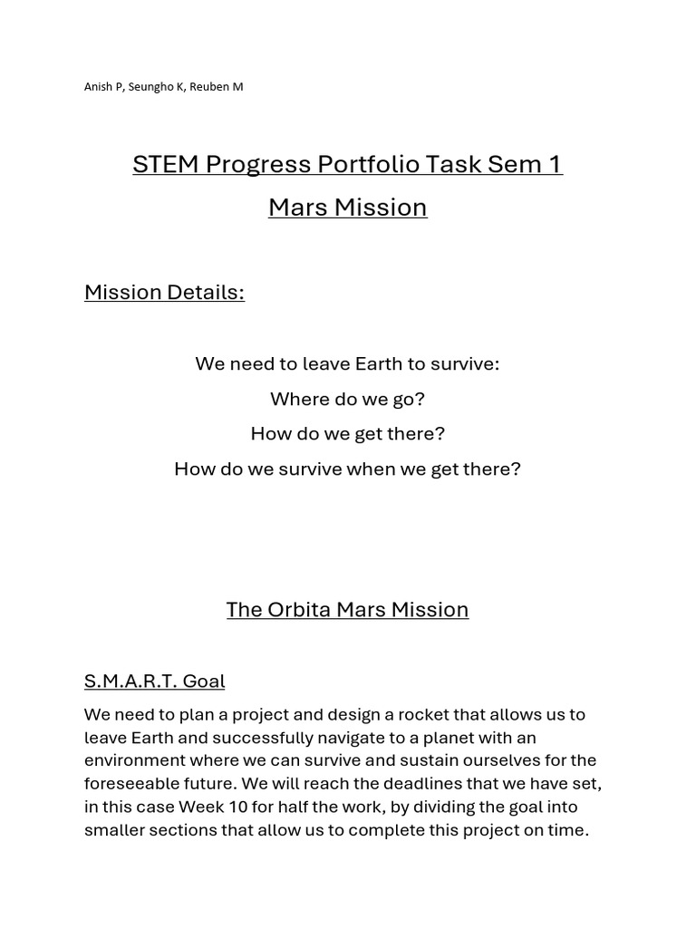 Mars Mission: Planning for Survival | PDF | Spacecraft Propulsion ...