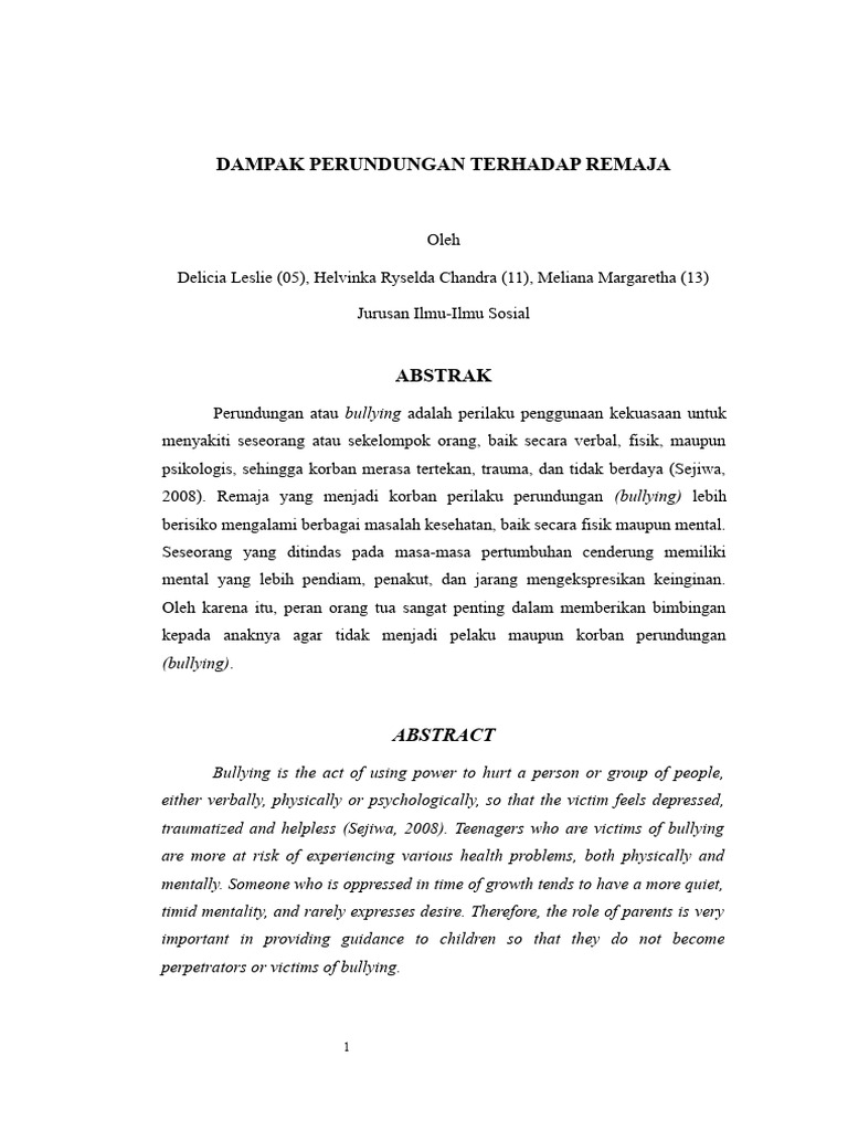 (Isi) Dampak Perundungan Terhadap Remaja-1 (Final) | PDF | Pengembangan Diri | Kesehatan Holistik