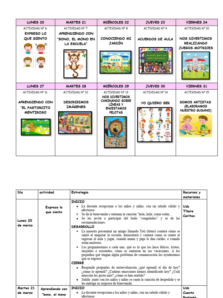 Adaptacion Segunda y Tercera Semana | PDF