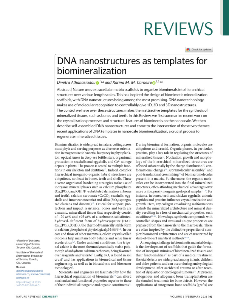 Nat Rev Chem 2021 | PDF | Tissue Engineering | Crystal