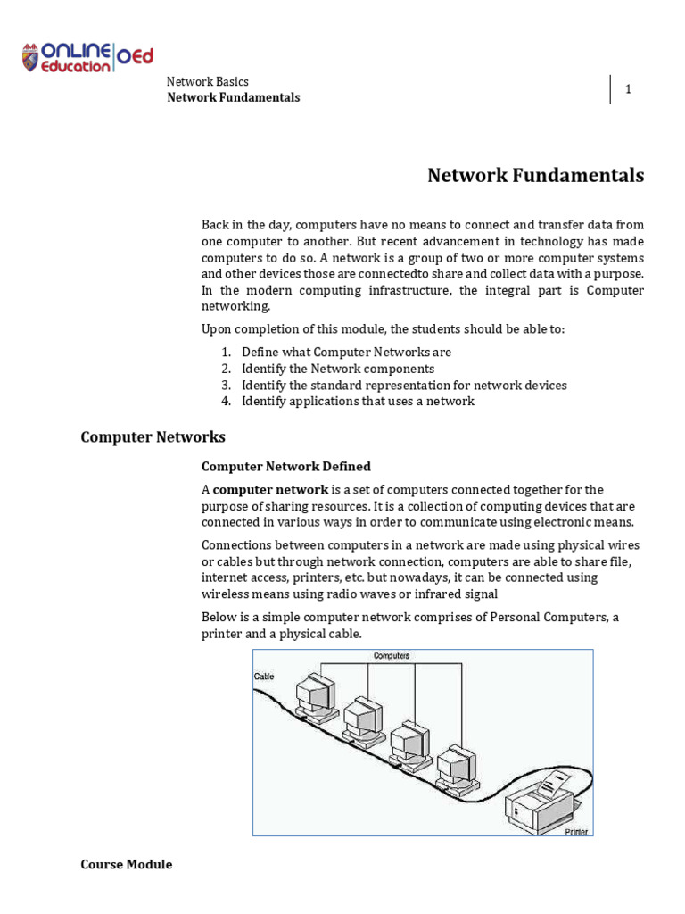 1 Networking Fundamentals Module Pdf Computer Network Network