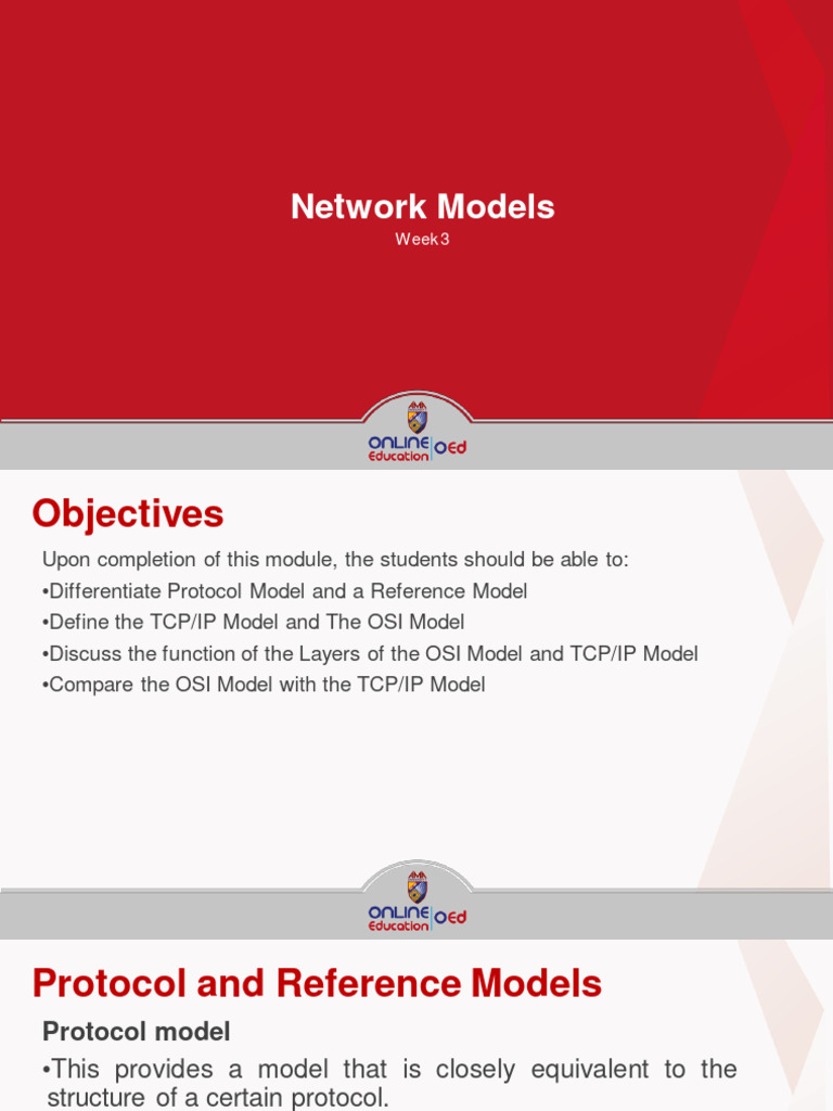 Network Models: Week3 | Download Free PDF | Osi Model | Internet Protocol Suite