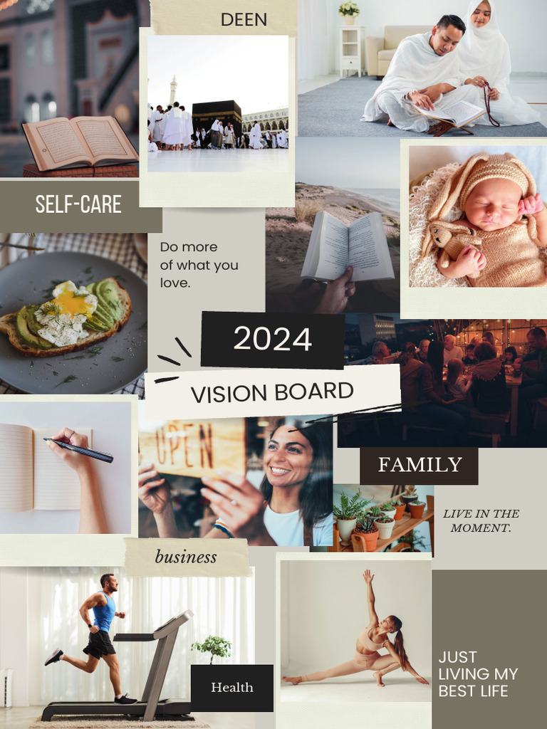 2024 Vision Board for Self-Care & Family | PDF