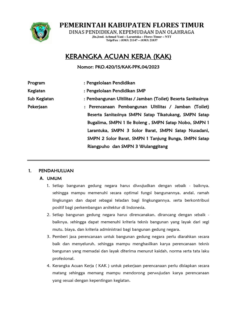 Perencanaan Pekerjaan Pembangunan Jamban Toilet Beserta Sanitasinya 1 | PDF
